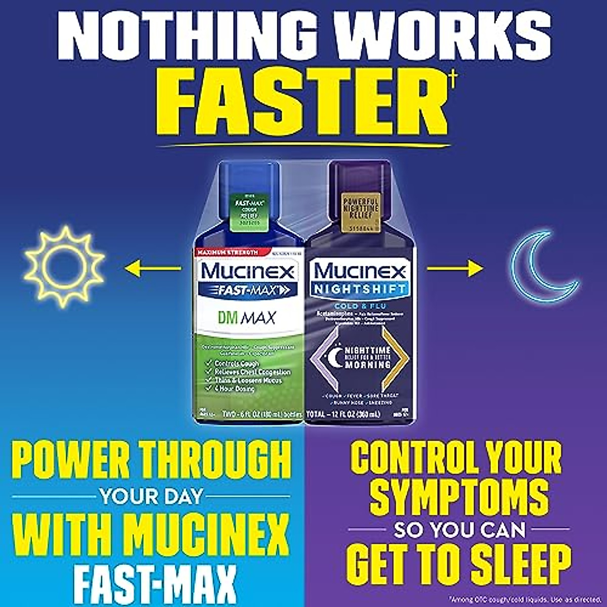 Mucinex FastMax DM Max Cold & Flu Liquid - Thins Mucus, Relieves Cough, Chest Congestion, Pain, Fever, Sneezing, Sore Throat, Runny Nose