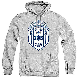 Zeta Phi Beta Sorority Official Distressed Primary Unisex Adult Pull-Over Hoodie, Athletic Heather, 2X-Large