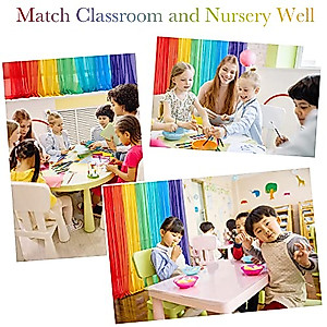 PONY DANCE 7 Pieces Rainbow Sheer Curtains - Colorful Backdrop Bright Drape Set for Playroom,Nurseries,Party,Red,Orange,Yellow,Green,Cyan,Blue,Purple,84 inch Length