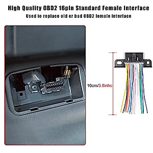 eMoto Solution Universal 16 Pin J1962F OBD2 Female to Male DIY Fixed Harness Adapter Connector Plug Dash Port Cable, 003001005, Full 15x10x2cm Colorful Cables