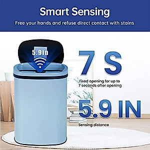 Kitchen Trash Can with Lid, 13 Gallon Automatic Garbage Can for Bathroom Bedroom Home Office 50 Liter Touch Free High-Capacity Brushed Stainless Steel Waste Bin