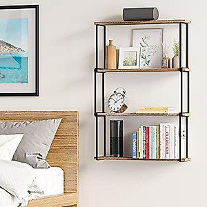 Wallniture Porto Floating Shelves for Wall Storage, Bookshelf Living Room Decor, Kitchen Organization, 4-Tier Bathroom Shelves, Wall Shelves for Bedroom Burnt Finish