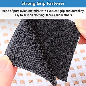 Matenf Sew On Hook and Loop Strips, 2 Inch Wide, Easy to Sew, Excellent Grip, Non-Adhesive, Interlocking Tape, Hook & Loop Tape for Clothing Sewing Crafts and DIY Projects, Each Roll 2'' x 6', Black