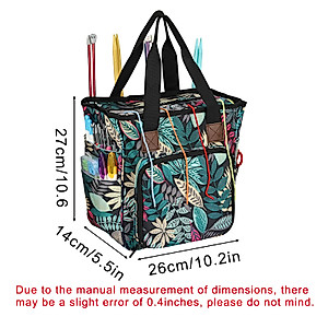 baotongle Knitting Bag Yarn Storage Organizer Expandable Crochet Knitting Bag for Crochet Hooks, Crocheting Knitting Needles Yarn Balls Project and Sewing Supplies No Accessorie(Green)