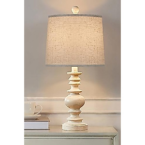 BOBOMOMO Resin 20.5" Farmhouse Lamps for Bedrooms Retro Side Table Lamps Bedside Lamp for Side Nightstand Living Room（1 Pack）