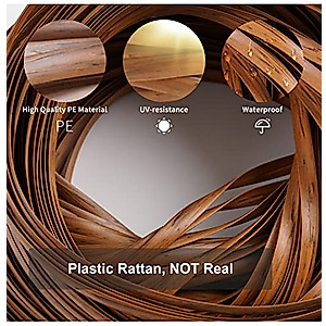 Feyart PE Rattan Strip for Outdoor Rattan Furniture Repair, 8mm Plastic Wicker for Patio Furniture Restore, 500g/65m Long (Dark Brown)