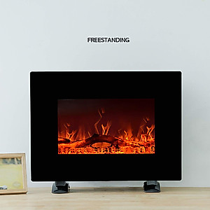 C-Hopetree 22 Inch Wide Electric Fireplace, Wall Mounted or Freestanding Portable Room Heater with Remote and Thermostat