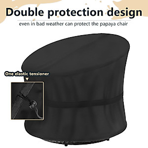 TORUTA Papasan Chair Covers 47" Black 420D Waterproof Material Patio Outdoor Furniture Wicker Saucer Rocking Swivel Chair Slip Covers Protection