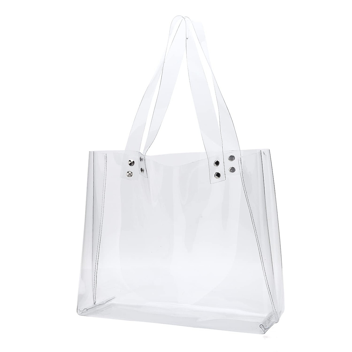 LAM GALLERY Women's PVC Clear Tote Bag for Working Beach Concert Sports Events Bag (Horizontal Style)
