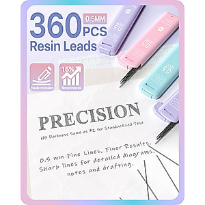 Four Candies Pastel Mechanical Pencil Set - 3PCS 0.5mm Mechanical Pencils with 240PCS HB Lead Refills, 3PCS Erasers and 9PCS Eraser Refills, Cute Colored Mechanical Pencils for Drawing & Writing