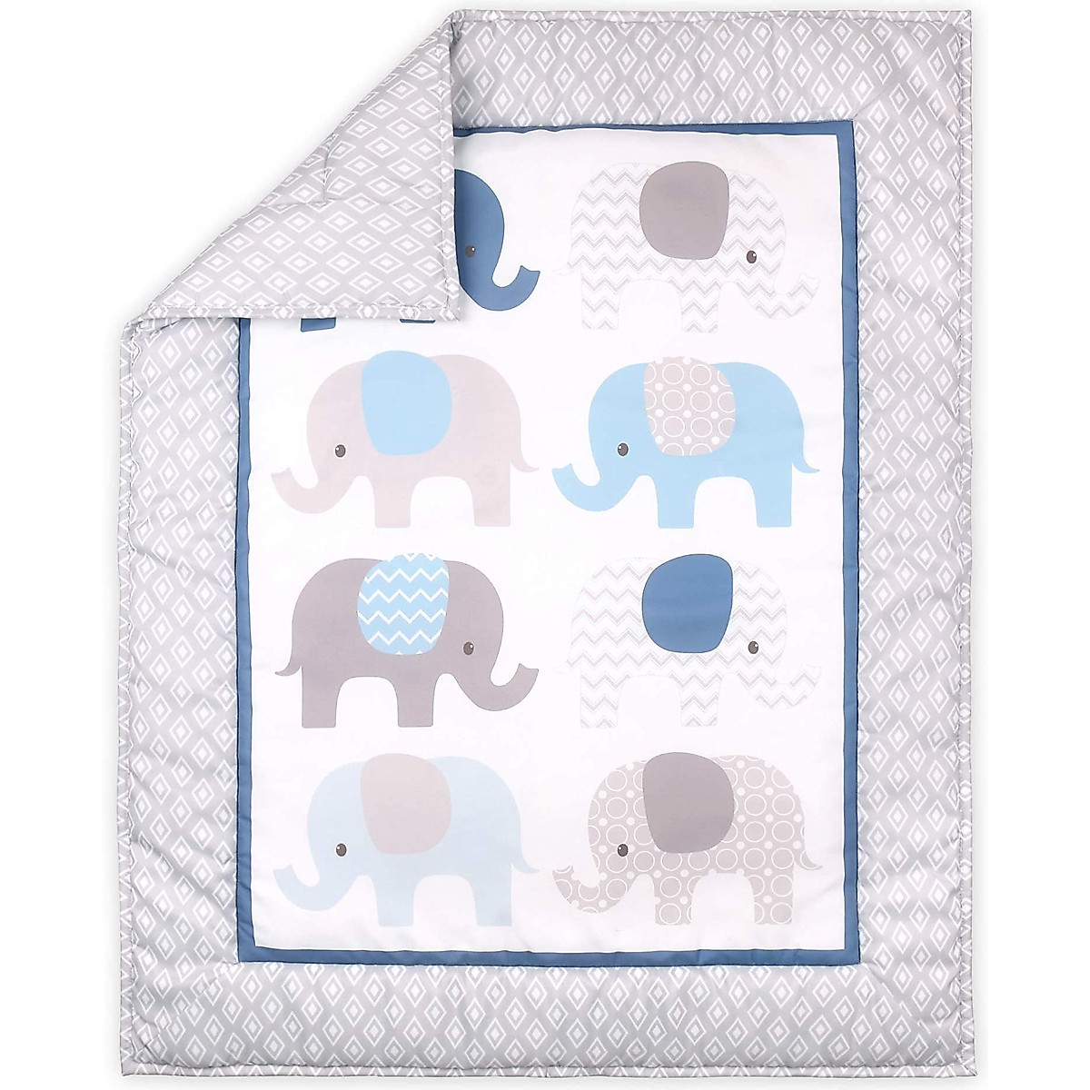 The Peanutshell Sleepy Elephant Crib Bedding Collection - 5 Pieces - Crib Comforter, Crib Skirt, 3 Fitted Crib Sheets