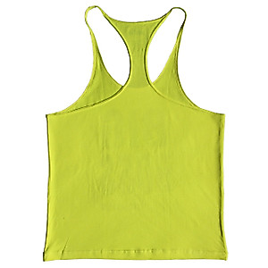 JEEING GEAR Alivegear Men's Stringer Training Bodybuilding Workout Gym Tank Tops Y Back Cotton Yellow M