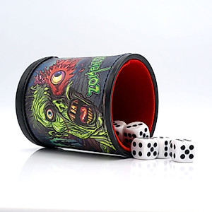 Luck Lab Zombies Dice Cup Including 5 Dice - Red Velvet Interior for Quiet Shaking - Use for Zombie Dice Liars Dice RFP Yahtzee Board Games, Black