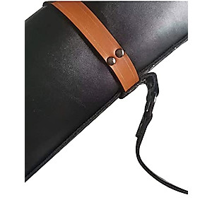 GEGEXIAOWU Medieval Retro Back Quiver Bow Leather Arrow Holder with Large Pouch Handmade Straps Belt Bag (Black, ONE Size)