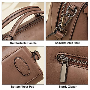 FOXLOVER Small Leather Crossbody Bags for Women Ladies Shoulder Bag Top Handle Mini Handbag and Purse (Brown)