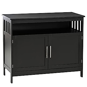HOMCOM Sideboard Buffet Cabinet, Modern Kitchen Cabinet, Coffee Bar Cabinet with 2-Level Shelf and Open Compartment, Black