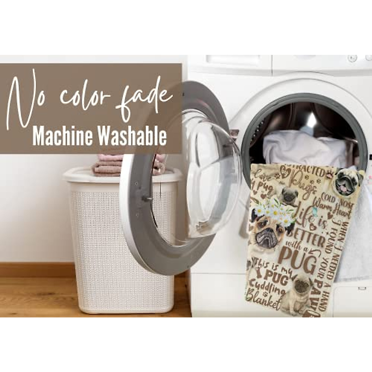 Pug Gifts for Pug Lovers, Pug Flannel Blanket for Pug Lovers, Soft Throw Blanket 50"x 65"