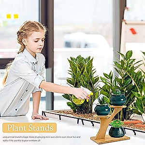 XXXFLOWER Bamboo Plant Stand ,3 Tiers Indoor Succulent Windowsill Shelf - Small Tabletop Plant Holder for Home, Office, Living Room, Bedroom Decoration 1pc