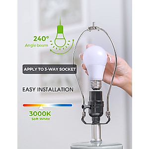 LOHAS 3 Way LED Light Bulbs 50/100/150W Equivalent, 3-Way LED Bulbs Soft White 3000K, Dimmable A19 LED Light Bulb E26 Base for Bedroom, Kitchen, Living Room, 2 Pack