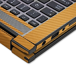Skinomi Gold Carbon Fiber Full Body Skin Compatible with Toshiba Satellite Radius (2015, 14 inch)(Full Coverage) TechSkin with Anti-Bubble Clear Film Screen Protector