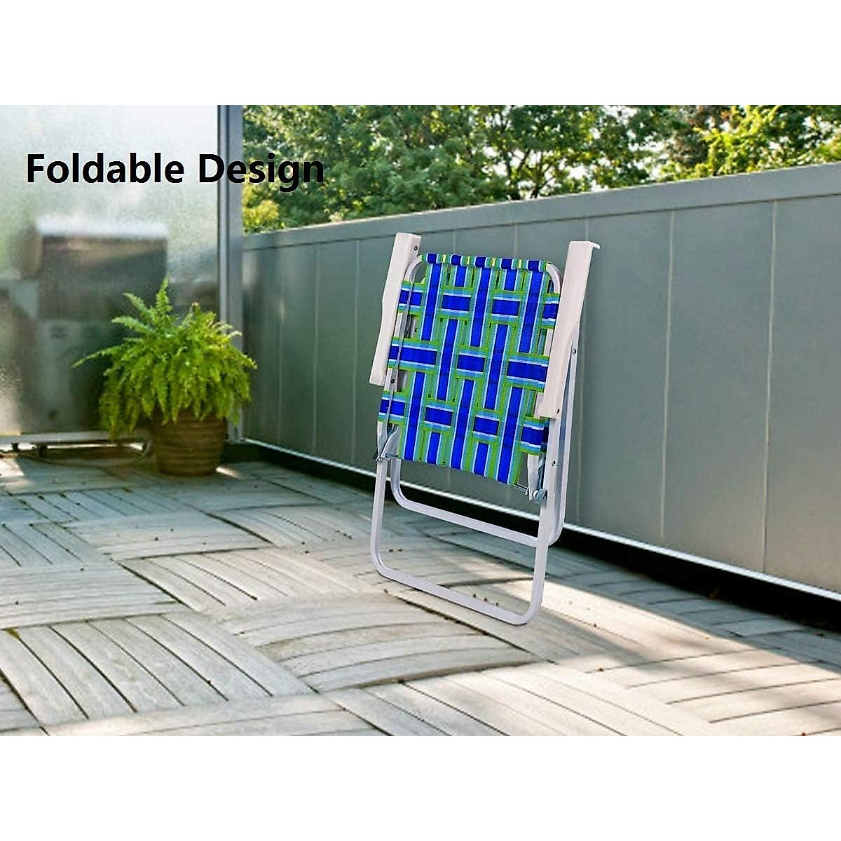 HAPPYGRILL 4 Pack Folding Chairs Set Portable Lightweight Web Dining Chair for Patio Garden Beach Party