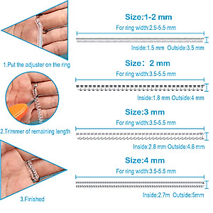 Ring Size Adjusters Set for Loosing Rings in 2 Styles, 12 Sizes, Ring Size Reducer Spacer Ring Guard Ring Resizer Tightener with Ring Sizer Measuring Belt, Jewelry Cloth and Organizer (16 Pieces)