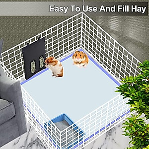 Lemcrvas Hay Feeder Bag, 2Pcs - 600D Oxford Cloth, 11x9.4in, 2 Holes, for Rabbit, Guinea Pig, Hamster, Chinchilla, Holds Large Hay, Reduces Mess, Easy to Use