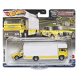 Hot Wheels Team Transport Mercedes CLK-GTR with Aero Lift, Celebrates Racing Experience & Car Culture, Premium Vehicles, 1:64 Scale Car & Transport, Gift for Race Fans & Toy Car Collectors