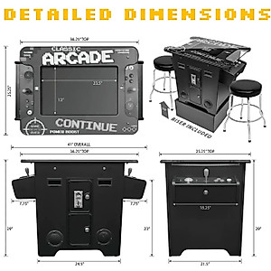 Creative Arcades Full Size Commercial Grade Cocktail Arcade Machine w/Riser | 2 Player | 60 Games | 22" LCD Screen | Square Glass Top | 2 Sanwa Joysticks | 2 Stools Included | 3 Year Warranty