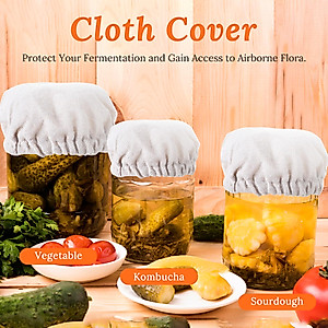 JIEYAO 4 Pcs Sourdough Starter Jar Cloth Covers, Elastic Bread Baking Cloth Cover, Reusable Sourdough Proofing Bowl Cover Breathable Cloth lid/Cap Kombucha Brewing Lids Supplies Fit 3-4 Inch Jar Mouth