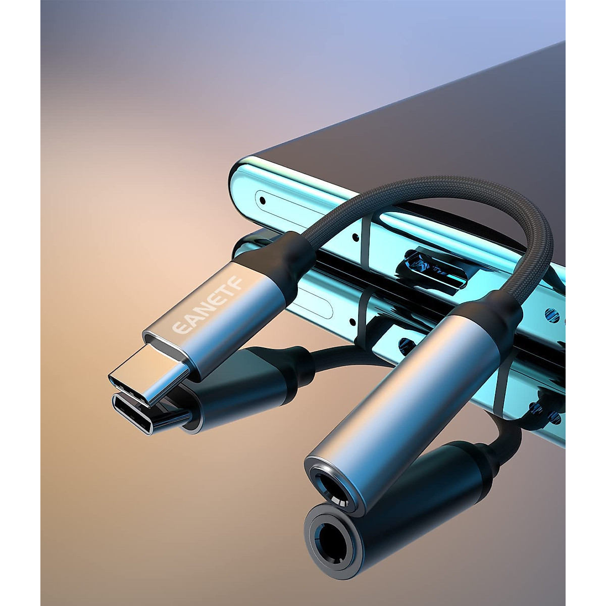 Eanetf USB C to 3.5mm Audio Adapter Type C Female Headphone Jack Adapter Hi-Res DAC Cable for Samsung S21 Note 20 Ultra S20 FE Sony XZ2 XZ3 Google Pixel 5 4 3XL