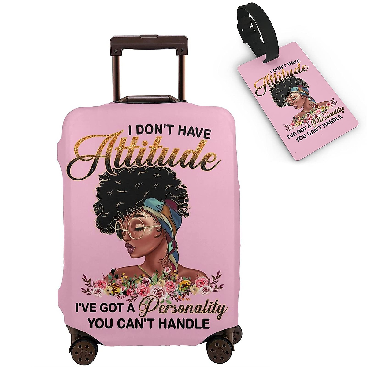 Hepmant Travel Suitcase Protector African American Woman Elastic Protective Washable Luggage Cover With Concealed Zipper Suitable For 18-32 Inch 【S (for 18-21 inch luggage)】