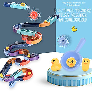 66 PCS Large Slide Construction Bath Toys (Height 25.6") for 3+ Years Old Toddlers, Waterfall Shower Tracks Bathtub Toys Gift for Girls Boys