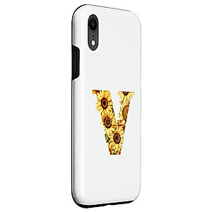 iPhone XR Letter V Initial Monogram Sunflower Minimalist Women Yellow Case