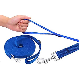 AmaGood Dog/Puppy Obedience Recall Training Agility Lead-15 ft 20 ft 30 ft 50 ft Long Leash-for Dog Training,Play,Safety,Camping (15 feet, Blue)