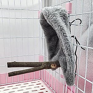 Keeronde Bird Fleece Blanket Parrot Cage Snuggle Hut Warm Nest Bed Hanging Hammock for Small Msdium Parrot Budgie Parakeet Cockatiel Conure Amazon Lovebird Finch Canary (Medium)