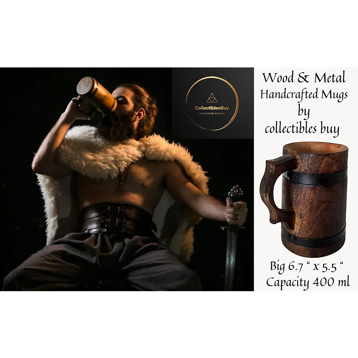Vintage Handmade Brown Wooden Rustic Beer Mug Viking Wood Stein wood tankard coffee baverage party celebrational toast