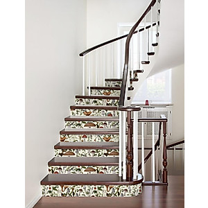 HAOKHOME Boho Peel and Stick Wallpaper Mushroom Forest Removable Stick on Contact Paper for Kitchen Bathroom Beige/Brown/Green 17.7in x 9.8ft