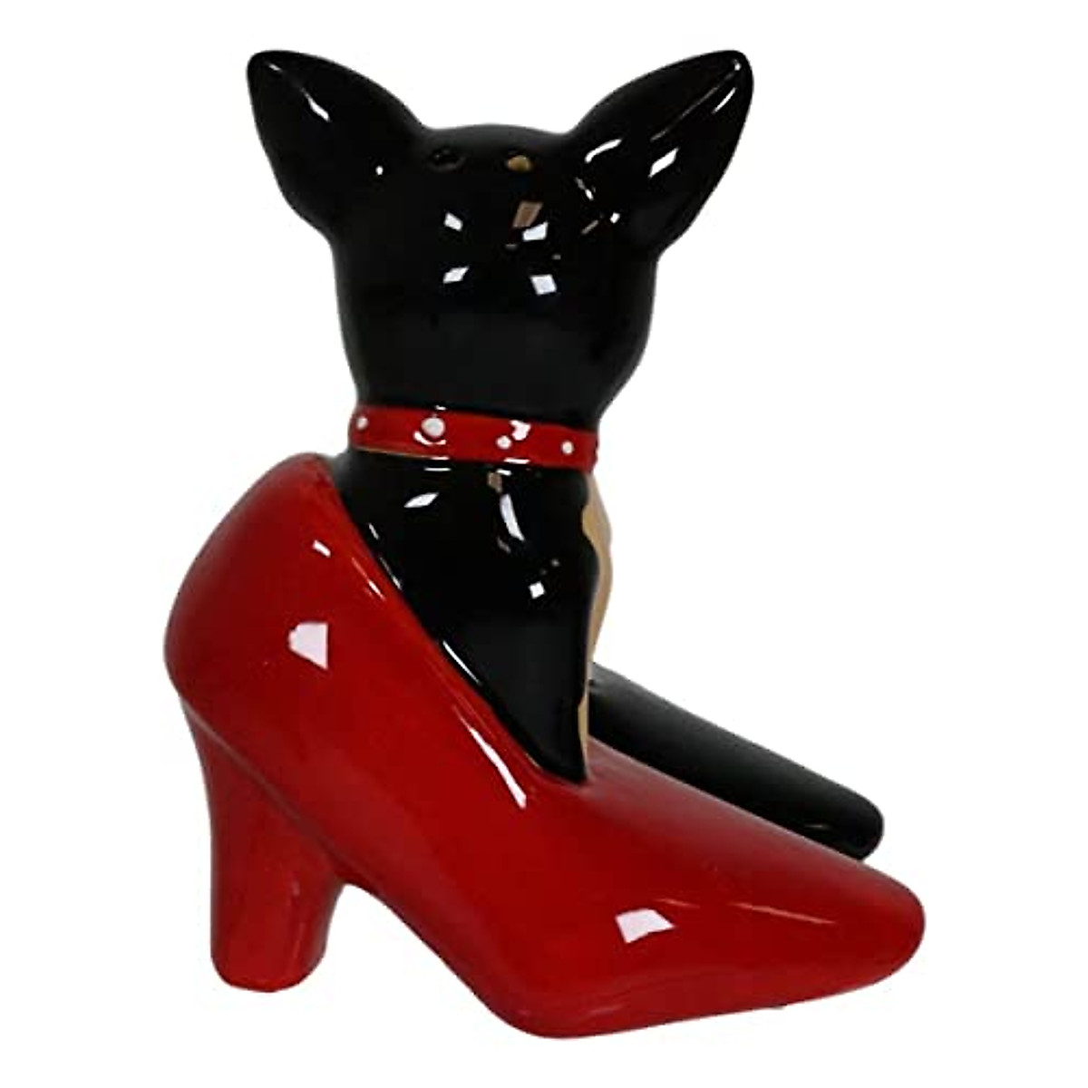 Set Of 1 Dogs In Red And Black Pump Heel Shoes Salt And Pepper Shakers
