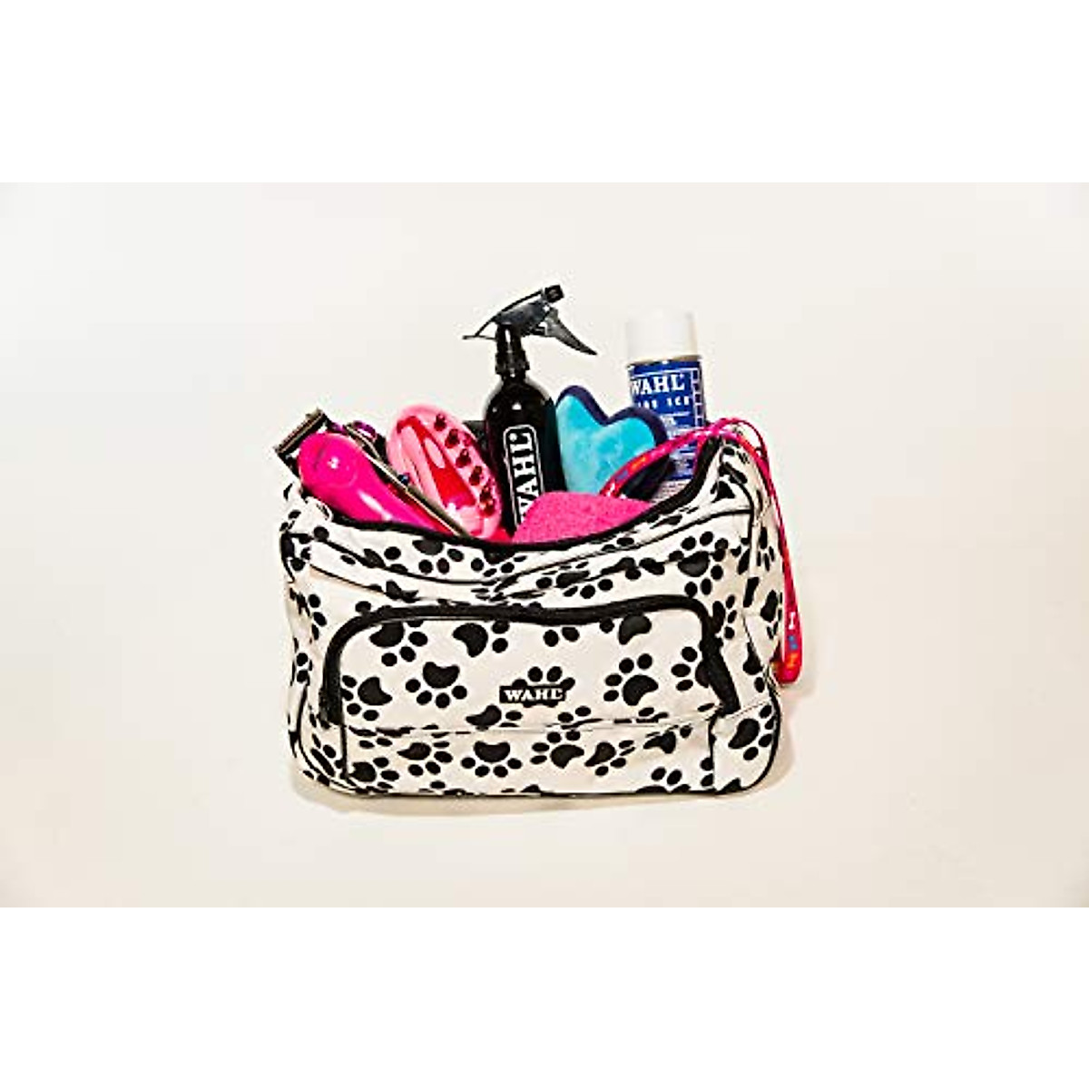 WAHL Professional Animal Travel Tote Bag with Zipper, Berry Paw Print Design (#97764-400), 9 Inches -Berry