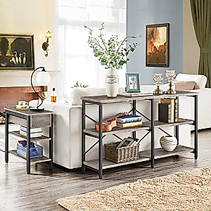 Yaheetech Console Table with Storage Shelves,3-Tier Industrial Entryway Table, 55 Inch Long Behind Couch Sofa Table for Entryway/Living Room/Hallway/Bedroom,Gray