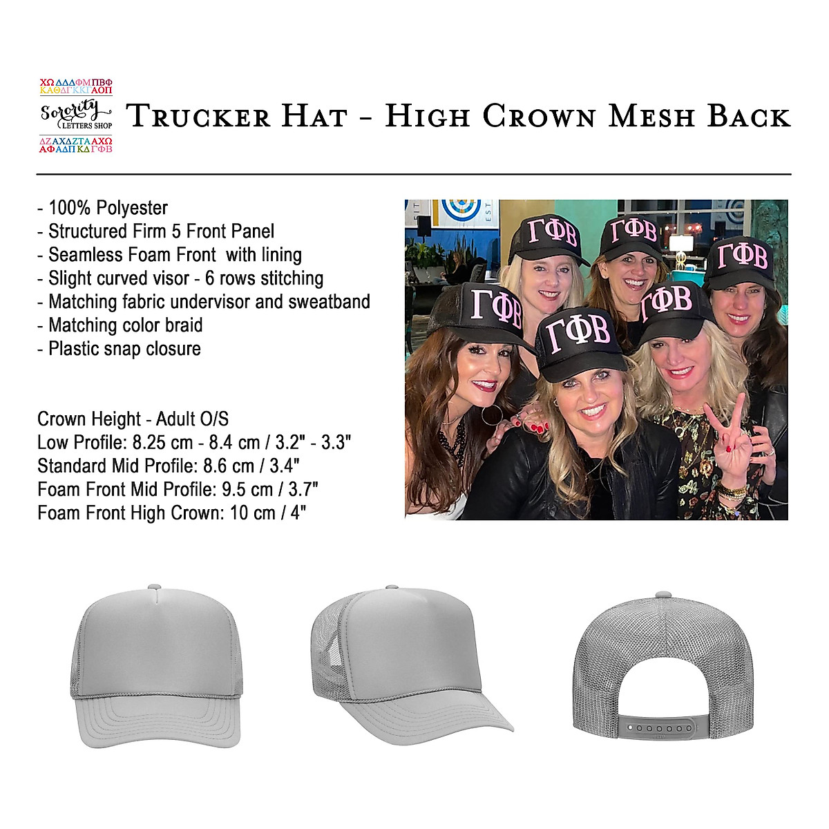 Kappa Trucker Hat - Kappa Gamma Sorority Cap - KKG Gifts Spiritwear (Navy)