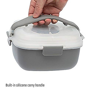 Goodful Stackable Lunch Box Container, Bento Style Food Storage with Removeable Compartments for Sandwich, Snacks, Toppings & Dressing, Leak-Proof and Made without BPA, 56-Ounce, Gray