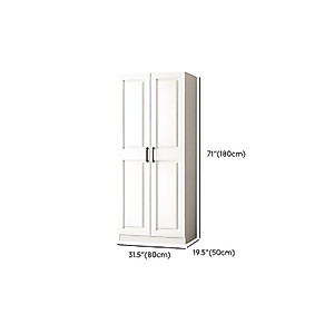 LITFAD Freestanding Functional Closet Contemporary Wood Large Capacity Storage Wardrobe with Shelves and Garment Rod Clothes Cabinet for Bedroom Hotel - White Armoire 31.5" L x 19.5" W x 71" H