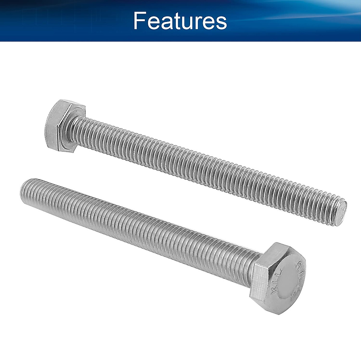 Bettomshin 4Pcs M10 x 100mm Hex Bolts, 304 Stainless Steel 1.5mm Thread Pitch Fully Threaded Metric Hex Head Screw Bolts, Hexagon Screw Bolt, Hex Tap Bolts, Silver (Overall Size 105.5x17x17mm)