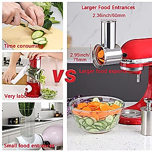 Stainless Steel Slicer Shredder Attachments for KitchenAid Stand Mixers, Dishwasher Safe, Large Vegetable Cheese Grater Slicer Accessories with 3 Blades by Rafbar
