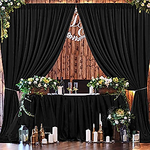 10 ft x 8 ft Wrinkle Free Black Backdrop Curtain Panels, Polyester Photography Backdrop Drapes, Wedding Party Home Decoration Supplies