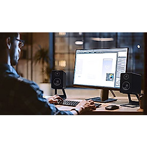 Kanto YU2MB PC Gaming Desktop Speakers | 3" Composite Drivers | 3/4" Silk Dome Tweeter | Class D Amplifier | 100 Watts | Built-in USB DAC | Subwoofer Output | Pair | Matte Black