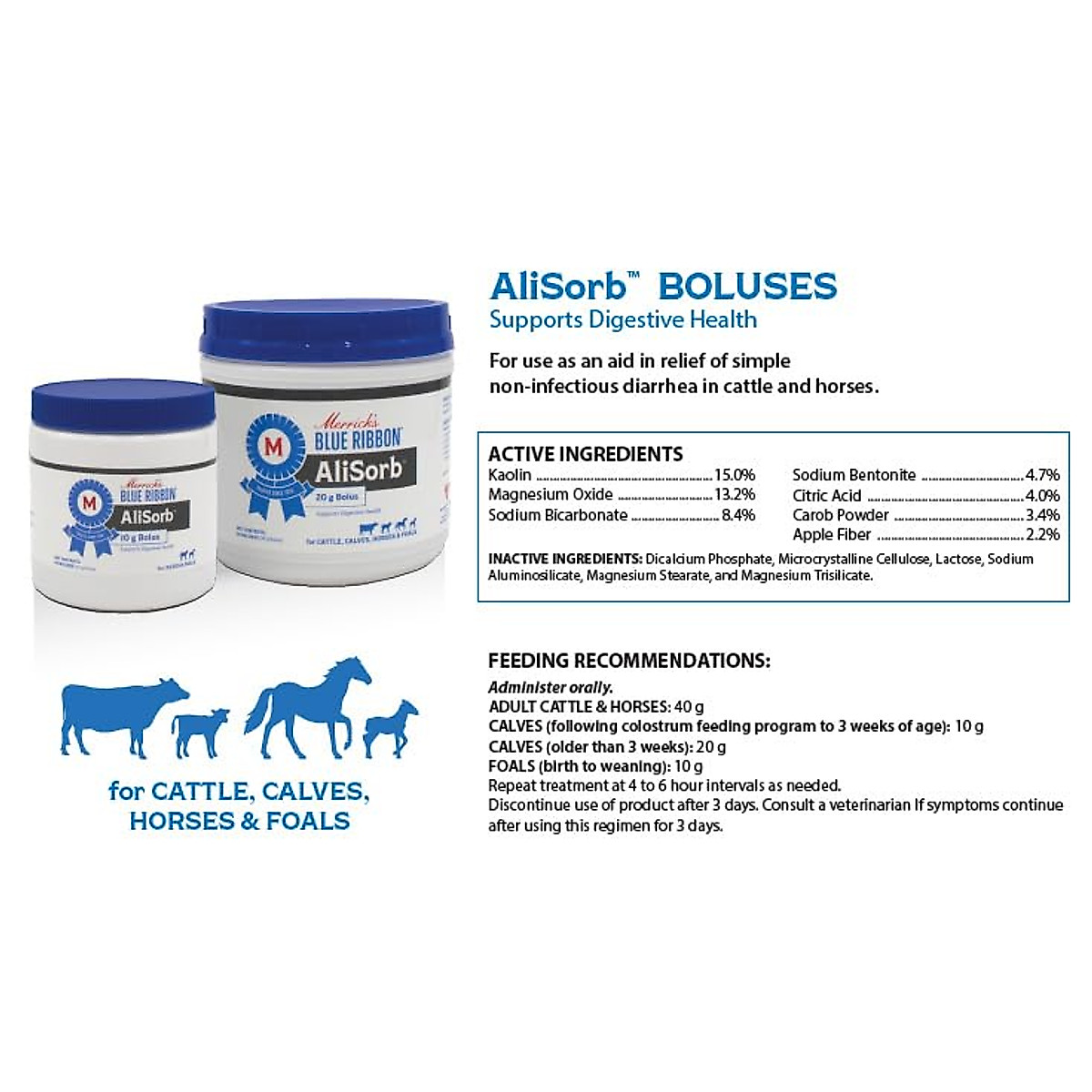 Vet's Plus Anti-Diarrheal Bolus for Calves & Foals 50 Count Jar