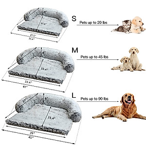 Calming Dog Bed Fluffy Plush Dog Mat for Furniture Protector with Removable Washable Cover for Large Medium Small Dogs and Cats (Large, Light Grey)